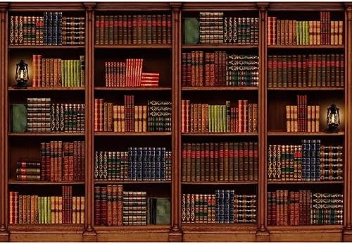 Amazon.com : Allenjoy 7 x 5 FT Vintage Wooden Library Bookshelf ...