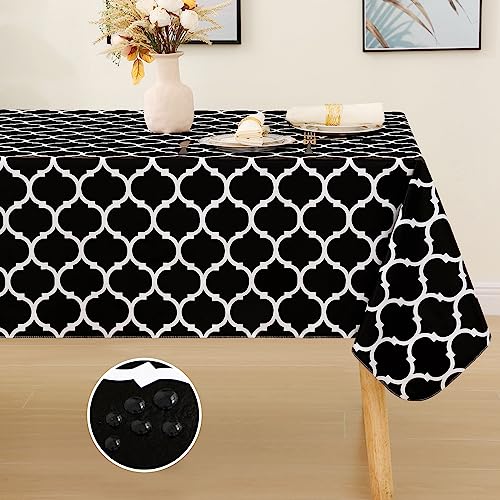 smiry Rectangle Table Cloth, Waterproof Vinyl Tablecloth with Flannel ...