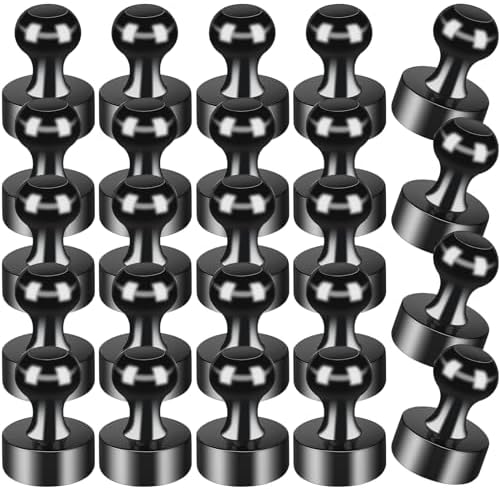 MIN CI 24 Pack Strong Magnets, 12x16mm Black Fridge Magnets White Board ...