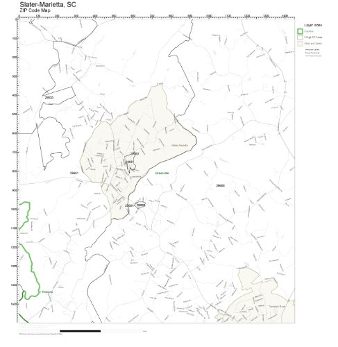 ZIP Code Wall Map of Slater-Marietta, SC ZIP Code Map Not Laminated ...