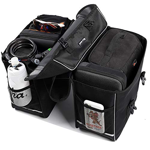 Bike Pannier Bags Waterproof Rear Rack Bag, 28L Large Capacity Bike ...