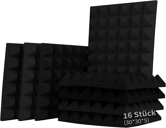 suzao 16 Pack Acoustic Foam Panel, 2'' X 12'' X 12'' High-Density Sound ...