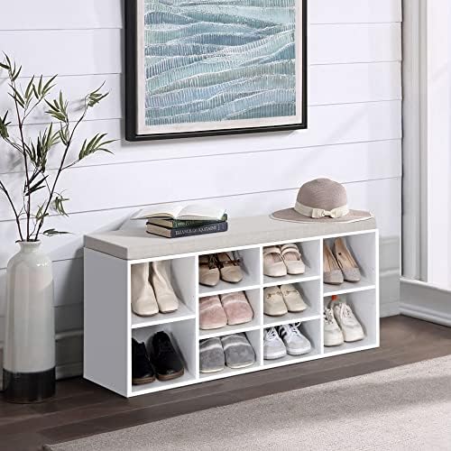 Amazon.com: Bumblr Shoe Storage Bench, L-Shaped Entryway Bench with ...