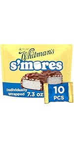 Amazon.com : WHITMAN'S S'Mores Caramel Milk Chocolate Candy, Bag 7.3. oz (10 pieces) : Grocery ...