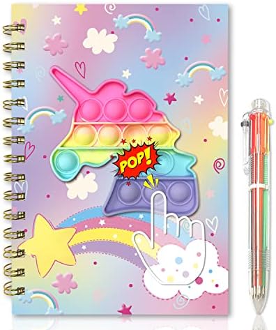 Spiral Notebook for Kids with Pen, 21x14.5cm 160 Lined Pages Unicorn ...
