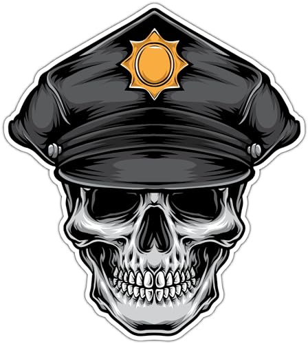 Amazon.com: Police Officer Skull - Sheriff Badge Vinyl Sticker Decal ...
