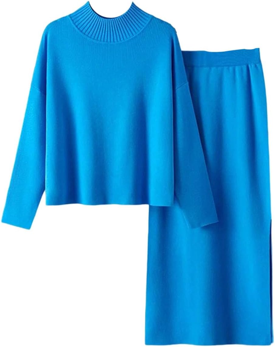 Amazon.com: Women's Sweater Two Piece Set Loose Pullover Split Long ...