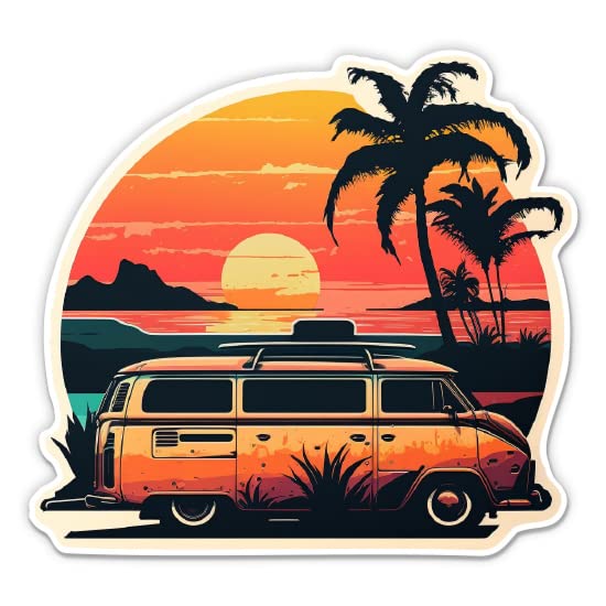 Amazon.com - Retro Surf Sunset Stickers - 2 Pack - Waterproof Vinyl for ...