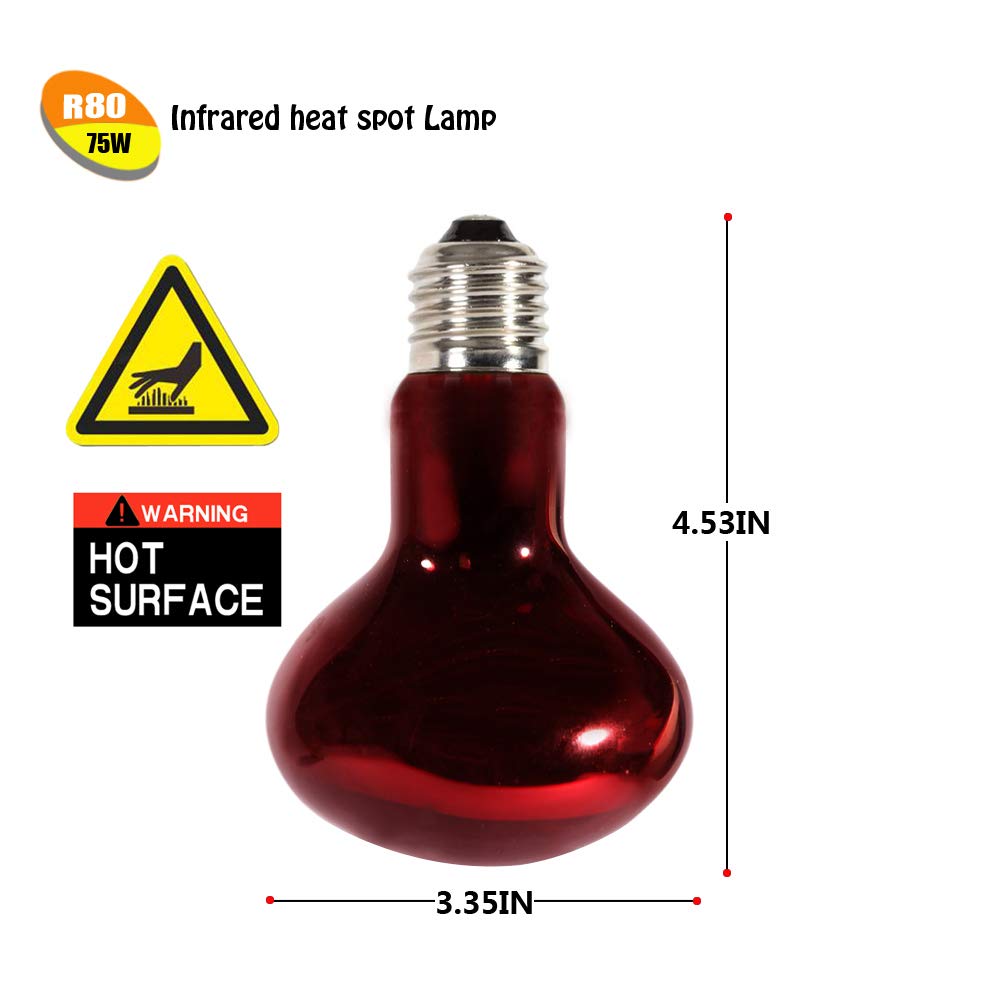 Snapklik.com : MCLANZOO Infrared Heat Lamp Bulbs 75W 2 Pack,Red Basking ...