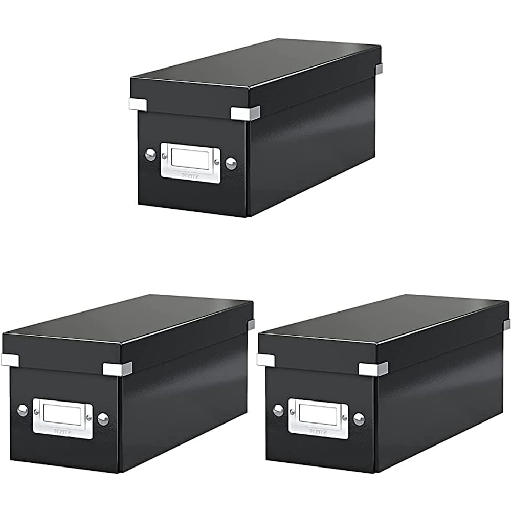 Leitz Storage Box, Black, Click and Store Range, 60410095 (Pack of 3 ...