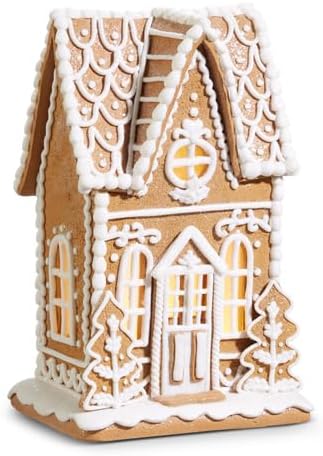Amazon.com: Raz Imports Christmas Lighted Gingerbread House Figurine ...