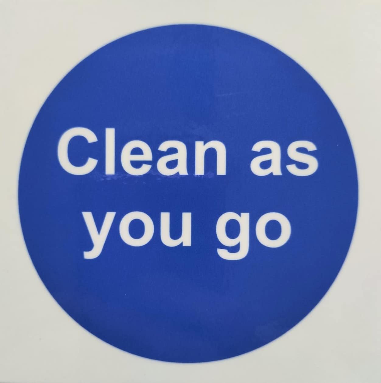 Clean as You go Sign - Self Adhesive Sticker 100mm x 100mm : Amazon.co ...