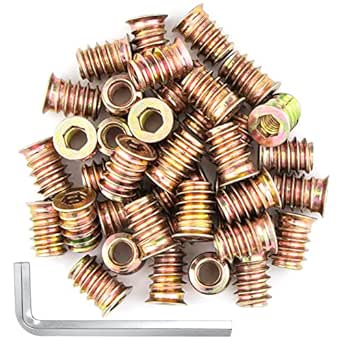 Threaded Insert 1/4"-20 x 15mm 40Pcs, Nut Threaded Wood Inserts ...