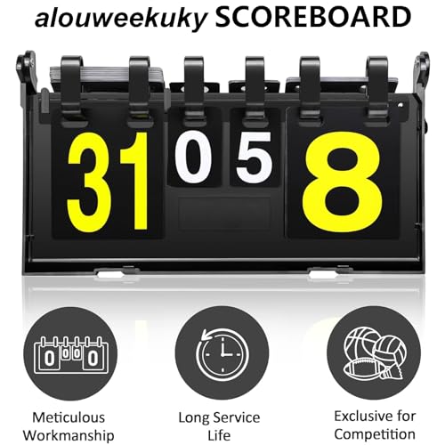 alouweekuky 4-digit portable flip scoreboard, sports scoreboard ...