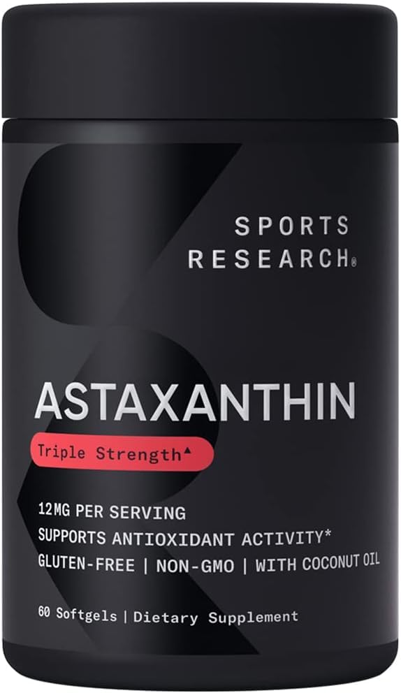 Sports Research Triple Strength Astaxanthin Dietary Supplement, 60 ...