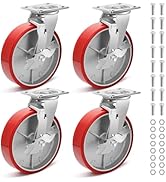 Nefish 5 Inch Industrial Grade Casters Wheels, Heavy Duty Polyurethane ...