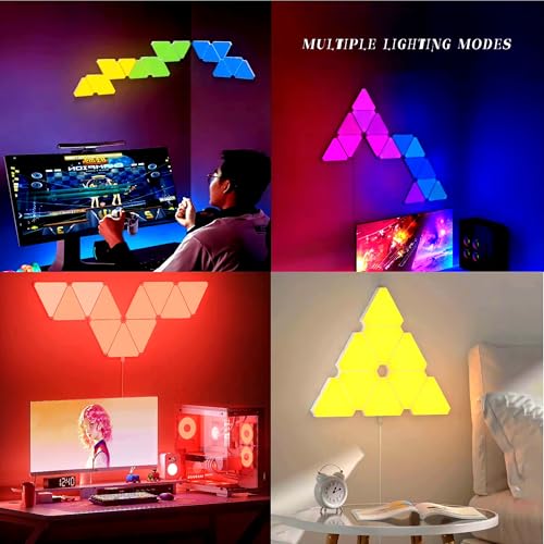 TEDTECH Modular RBG LED Triangle Wall Lights - Touch Control, Color Changing Panels for Home ...
