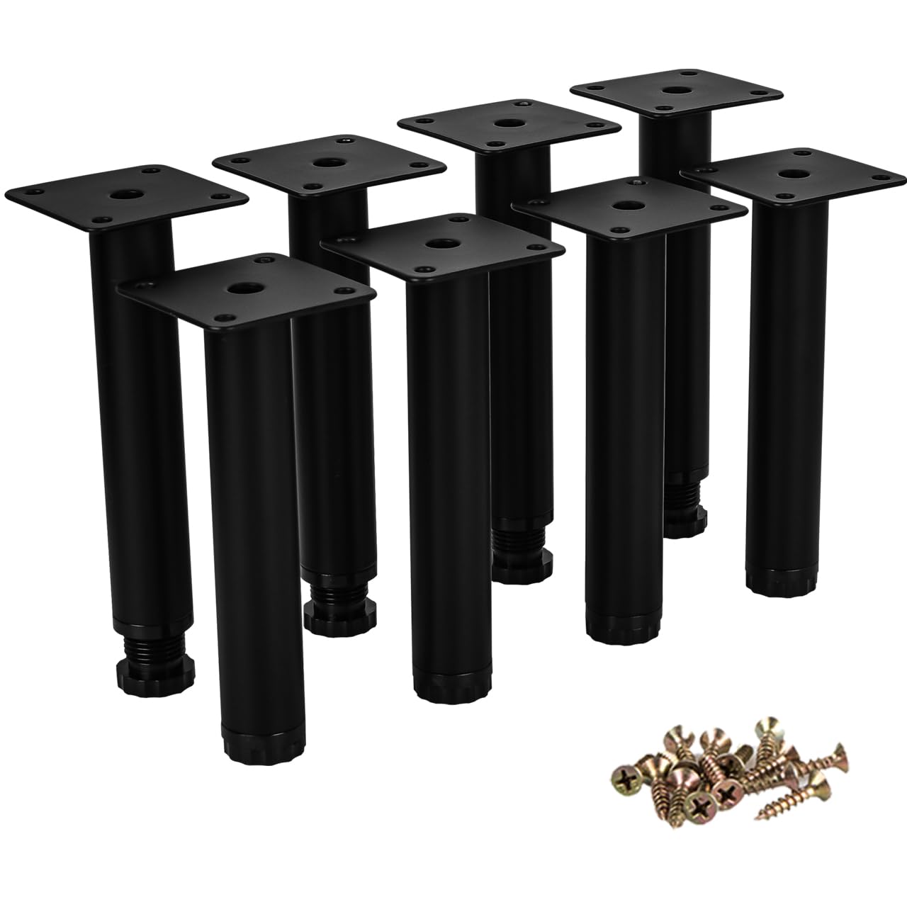 6 Inch / 15cm Metal Furniture Legs, Btowin VCF 8 Pcs Black Adjustable ...