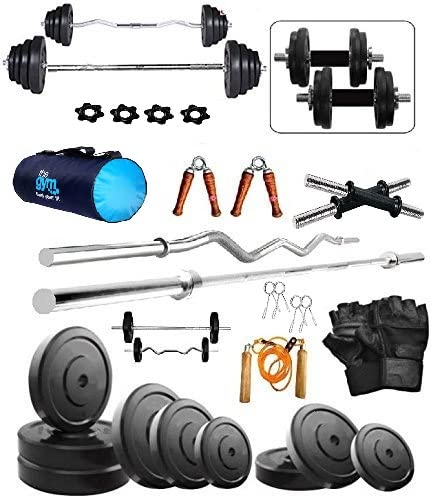 Bodyfit (12-100 Kg) Home Gym Set with One 3ft Plain + One 3ft Curl and ...