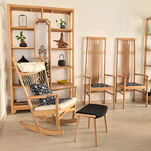 YYAPT-Y Modern Single Rocking Chair, Solid Wood Fabric Lounge Terrace ...