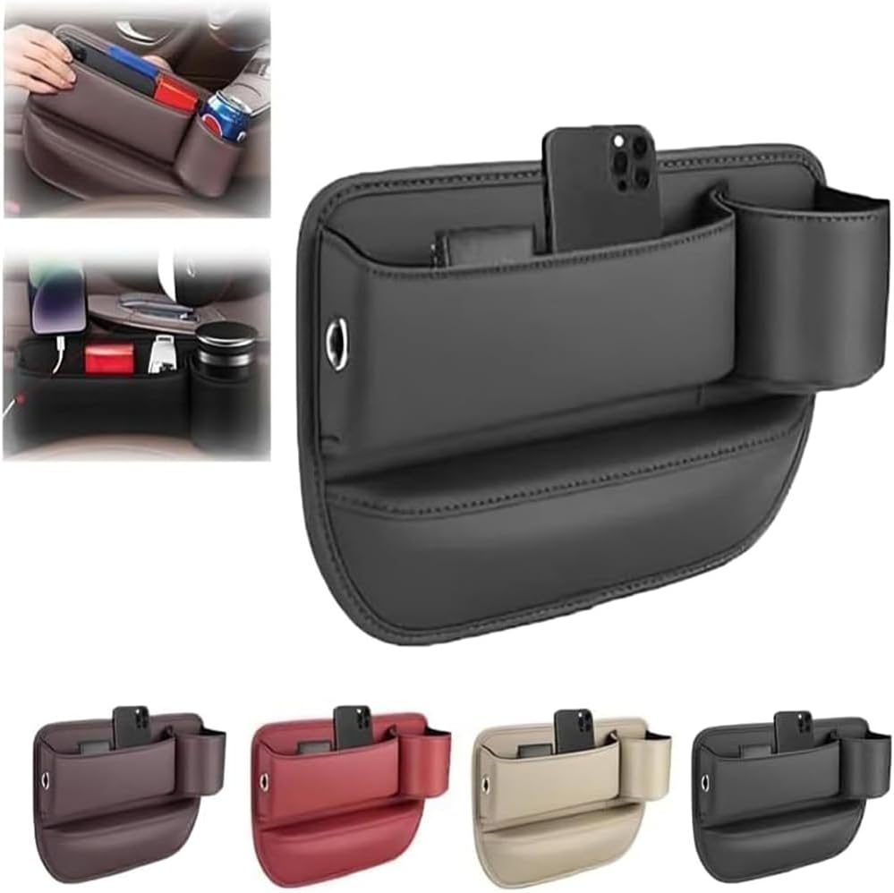 Car Seat Gap Filler Organizer,Car Seat Storage Box with Cup Holder,PU ...
