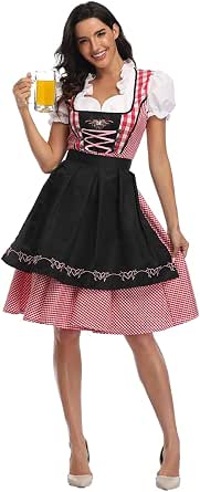 Amazon.com: Women German Oktoberfest Costume Halloween Cosplay Dirndl ...