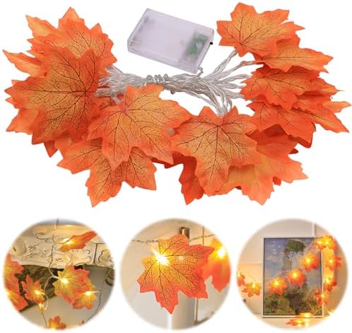 Maple Leaf String Light, 3M 20 LED Autumn Leaf String Fairy Lights ...