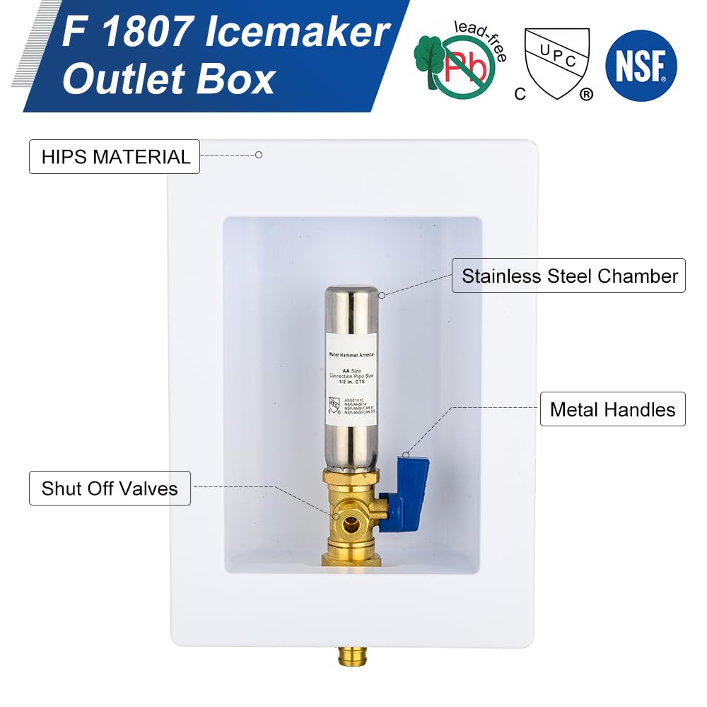 Snapklik.com : EFIELD Premium Ice Maker Box,1/2-Inch Crimp Pex Inlet ...