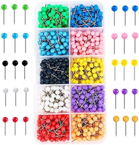 Amazon.com: Fbshicung 1000 Pieces Marking Pins Tacks Push Pins Map Pins ...