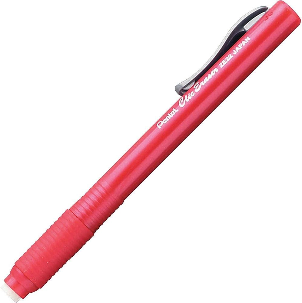 Amazon.com : Pentel Clic Retractable Eraser, Refillable, Red Barrel ...
