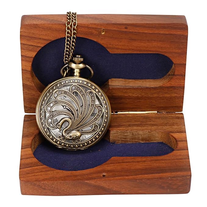 Buy Kartique Vintage Style Pocket Watch with Intricate Peacock Design ...
