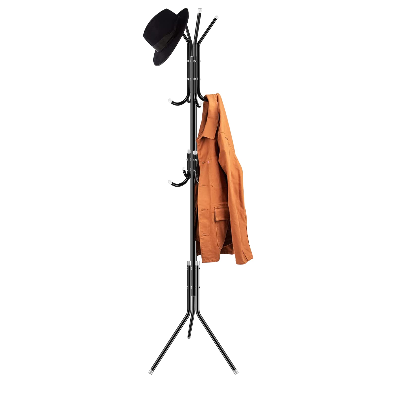 LONENESSL Coat Rack, Metal Coat Rack Stand with 3 Height 12 Hooks ...