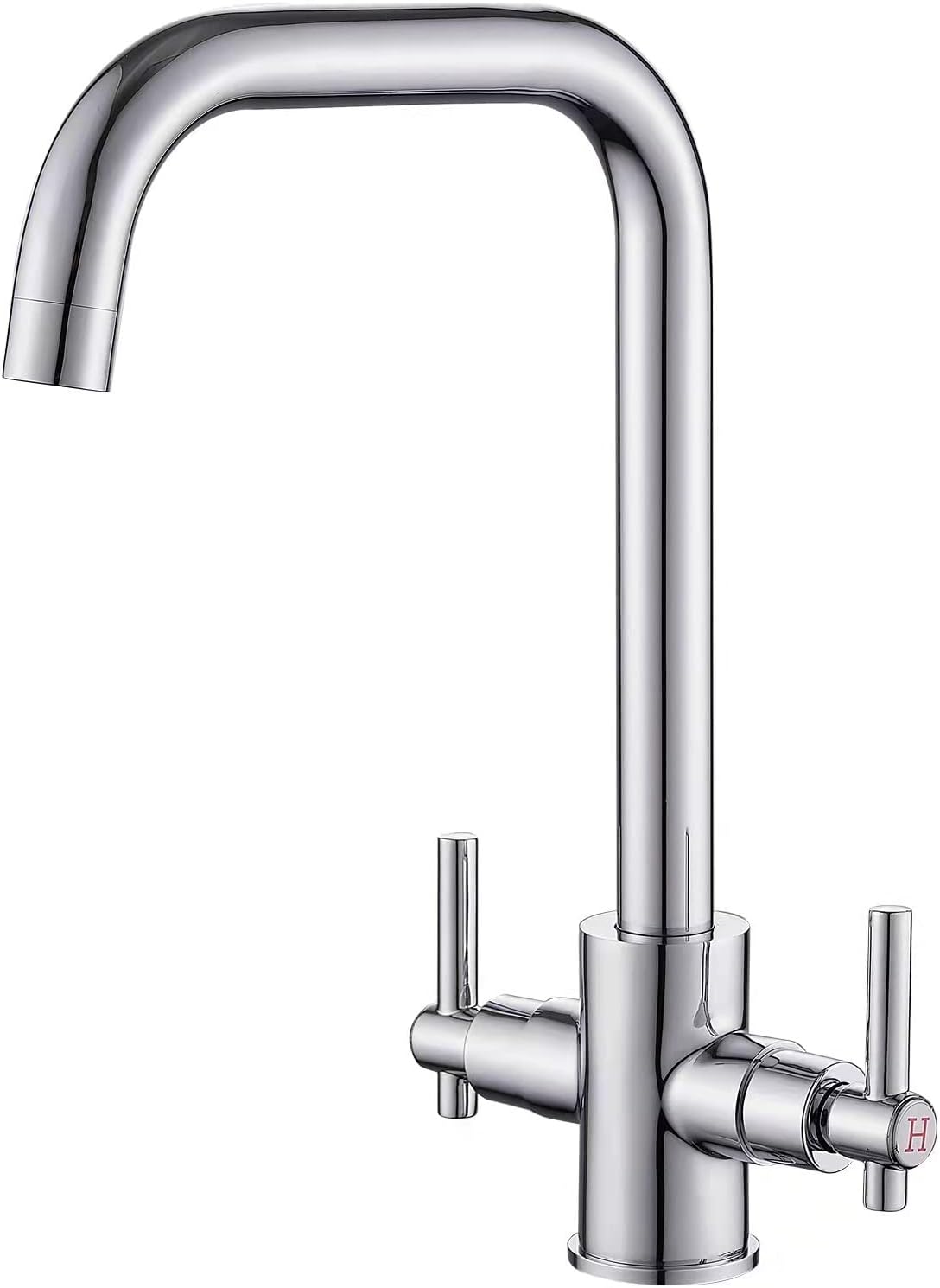 Heable Chrome Swivel Spout Dual Lever Kitchen Sink Mixer Taps, Solid ...