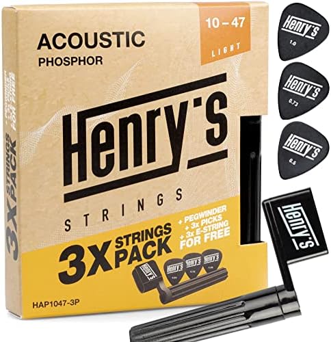 Amazon.com: 3 Pack Acoustic Guitar Strings 10-47 - Extra 3xE1 String ...