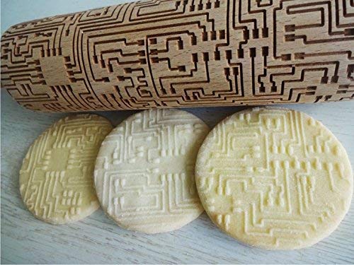 Embossing Rolling Pin MICROCHIP. Laser engraved dough roller for ...