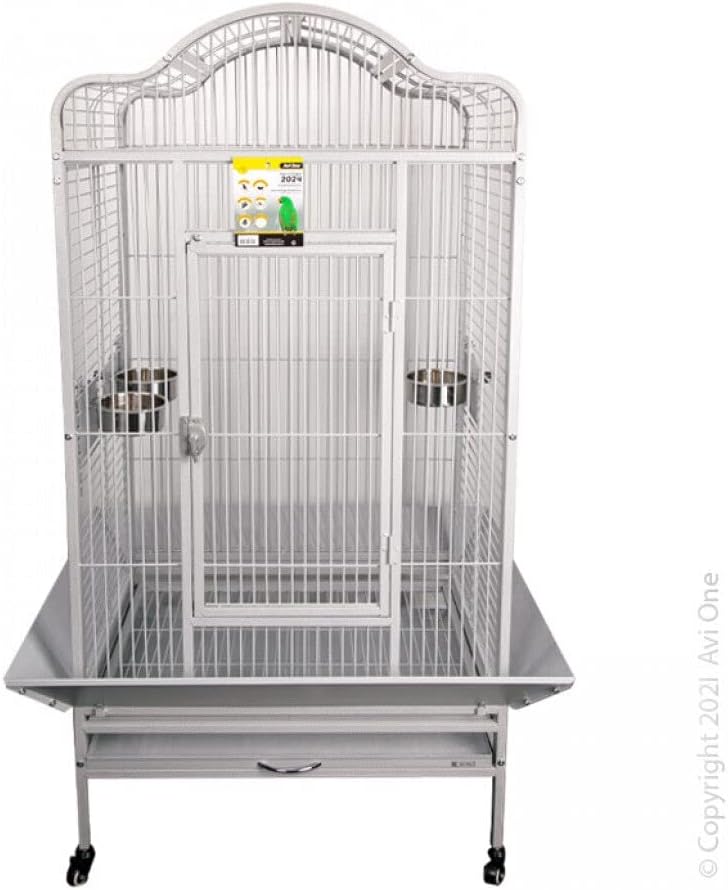 Avi One Large Silver Open Top Parrot Bird Cage with Stand : Amazon.co ...