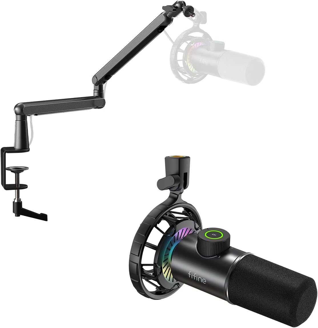 Amazon.com: FIFINE USB Gaming Microphone and Microphone Arm Stand,RGB ...