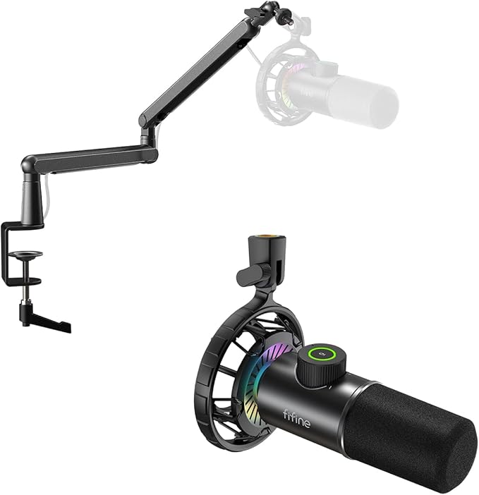 Amazon.com: FIFINE USB Gaming Microphone and Microphone Arm Stand,RGB ...