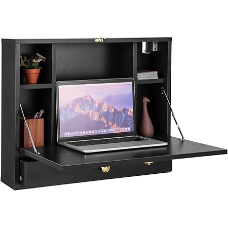 COSTWAY Wall-mounted Drop-leaf Table, Space Saving Laptop Computer Desk ...