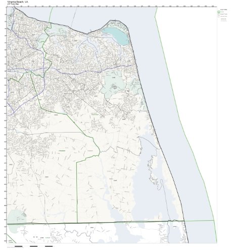 Amazon.com : ZIP Code Wall Map of Virginia Beach, VA ZIP Code Map ...