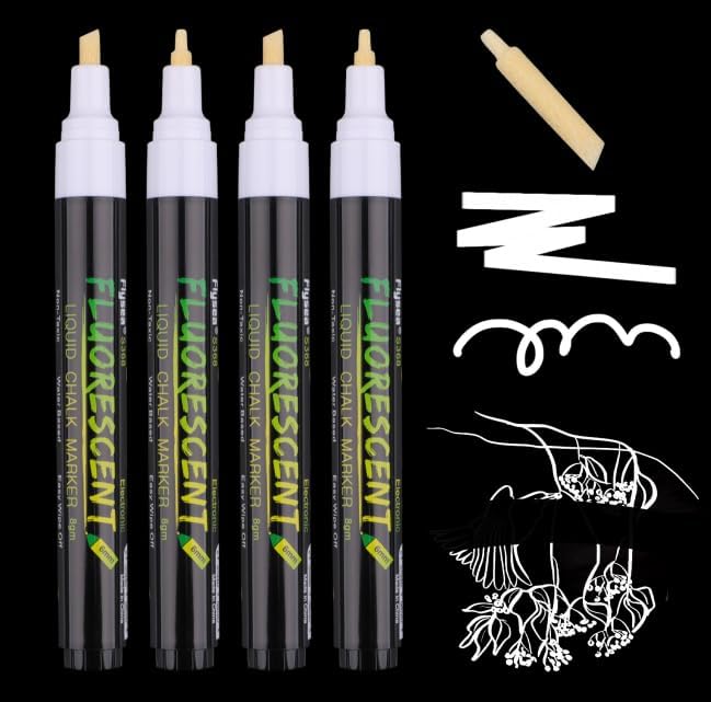 Deepton White Chalk Pens for Windows and Glass, 4 Pack Liquid White ...