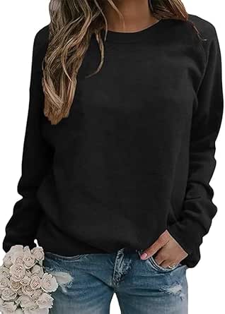 Fronage Women's Heart String Print Long Sleeve Shirt Crew Neck ...