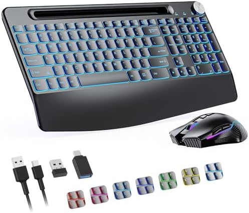 Amazon.com: 2.4G Wireless Keyboard and Mouse Combo, Rechargeable ...