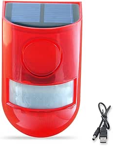 ThreeH Solar Warning Light with Motion Detector Remote Control IP65 Waterproof Solar Alarm Light ...