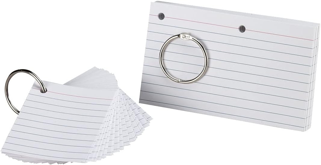 Amazon.com : 500 Pcs Index Cards with Holes Punched Lined Flash Cards ...