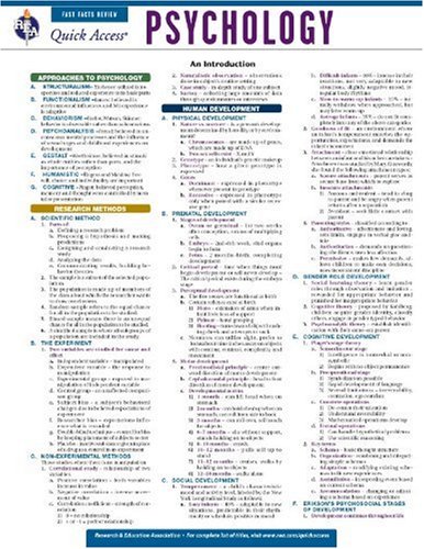 Psychology - REA's Quick Access Reference Chart (Quick Access Reference ...