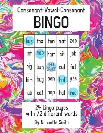 Consonant-Vowel-Consonant (CVC) BINGO, 24 unique pages with 72 ...