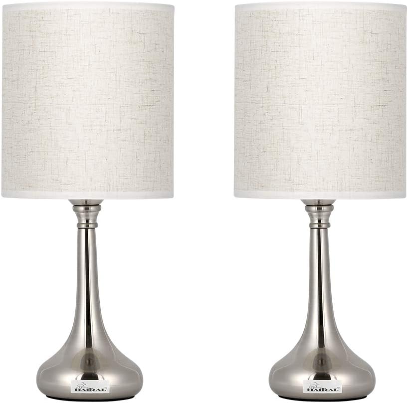 Amazon.com: HAITRAL Bedside Table Lamps Set of 2 - Small Modern ...