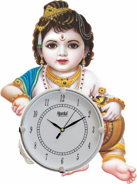 Buy VASTVA Ladu Gopal Krishna Antique Wooden Wall Clock for Home/Living ...