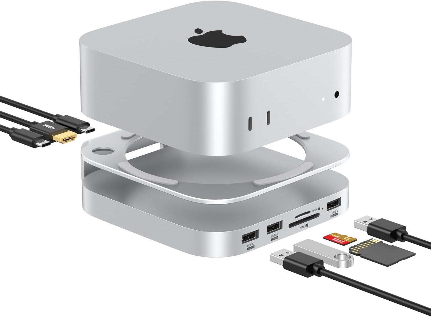 Amazon.com: Mac Mini M4 Dock, Aluminum Mac Mini Stand and HDMI Hub for ...